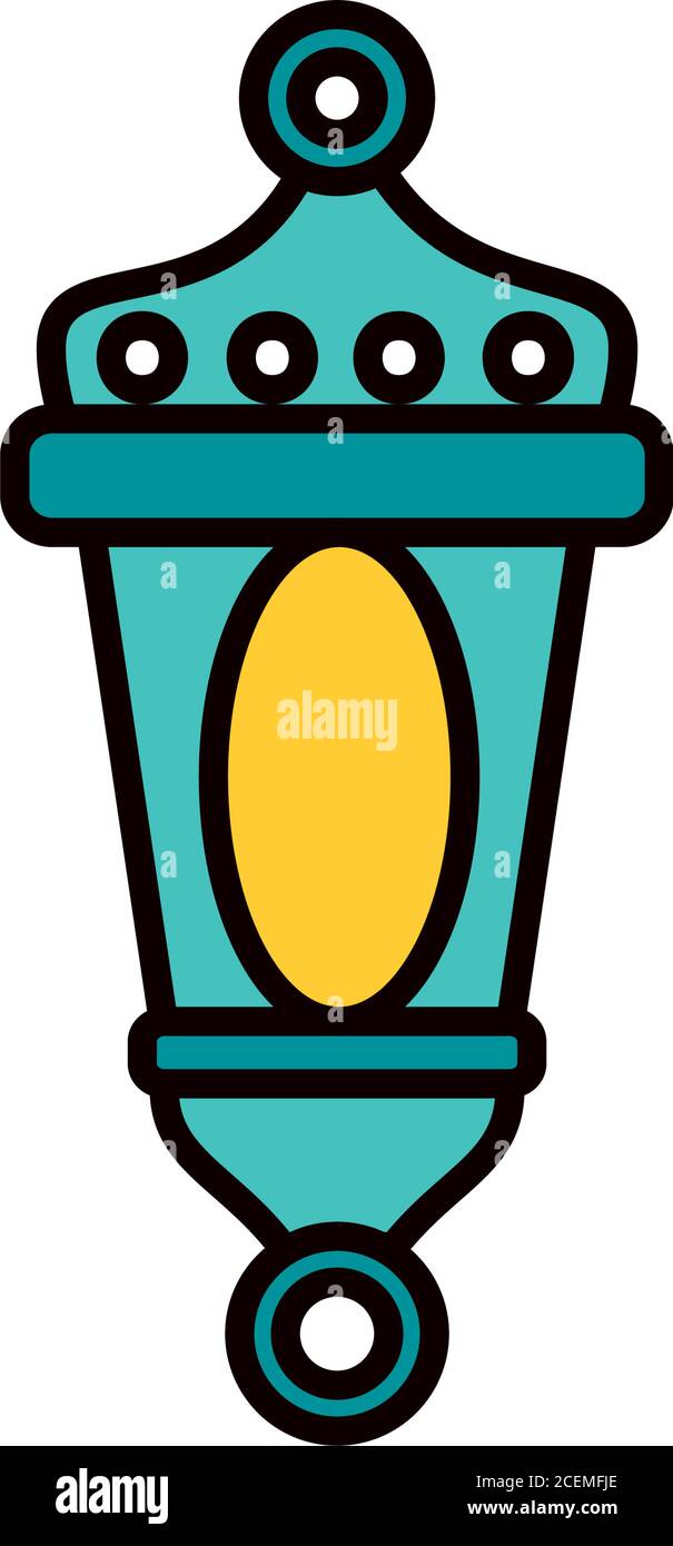 decorative turkish lamp icon over white background, line and fill style ...