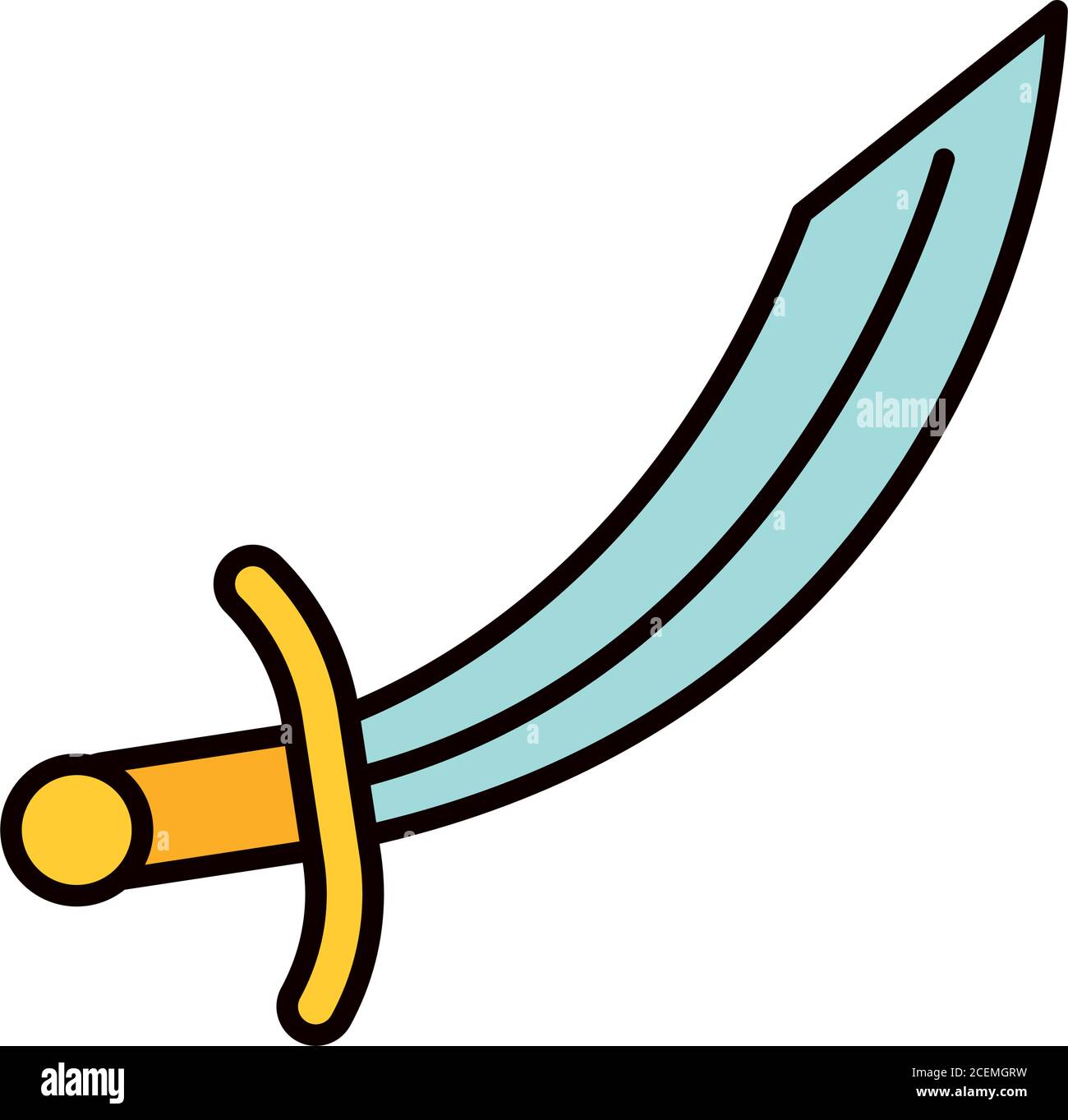 turkish sword icon over white background, line and fill style, vector ...