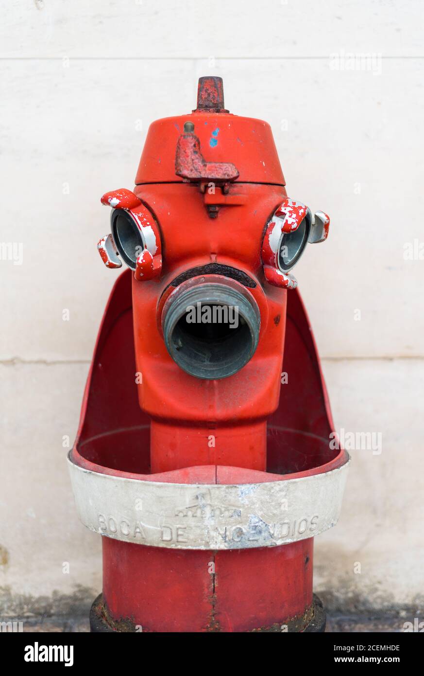Front view of a red Fire Hydrant in Santander, Cantabria, Spain that ...