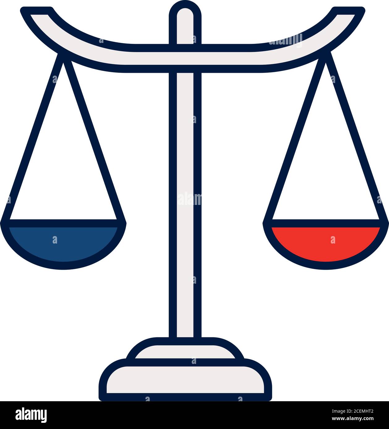 law scale icon over white background, line and fill style, vector ...