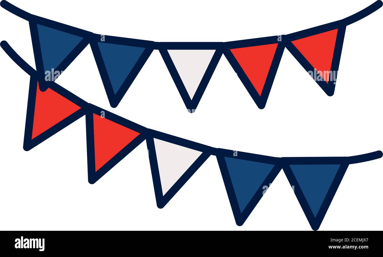 decorative pennants icon over white background, line and fill style ...