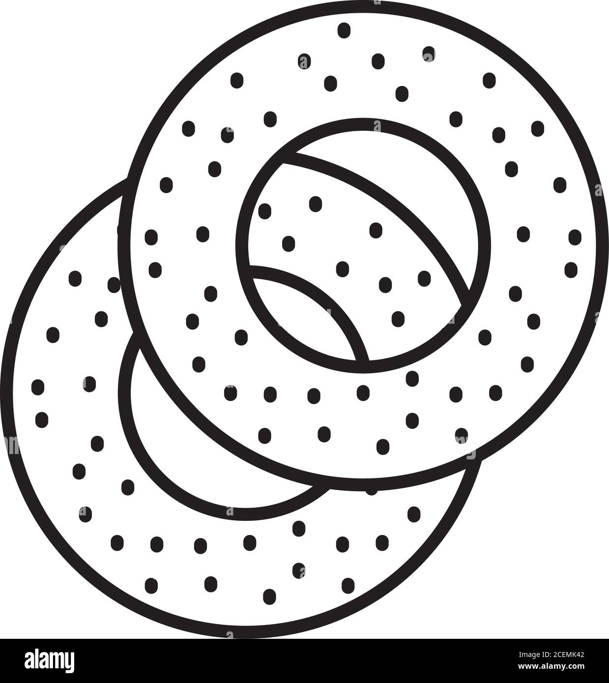 turkish bagel simit icon over white background, line style, vector ...