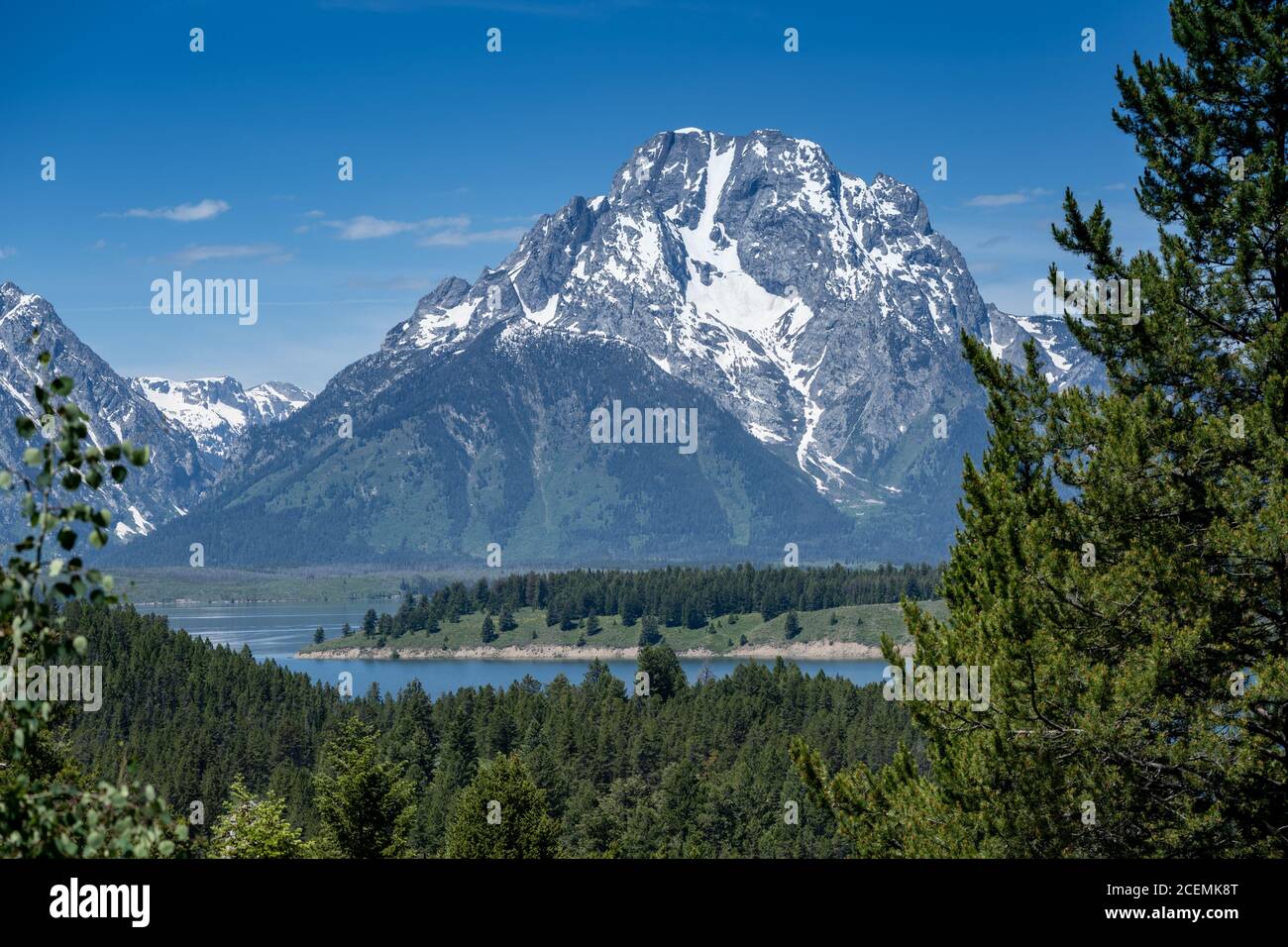 Grand Teton National Park, with a small view of Jackson Lake Stock ...