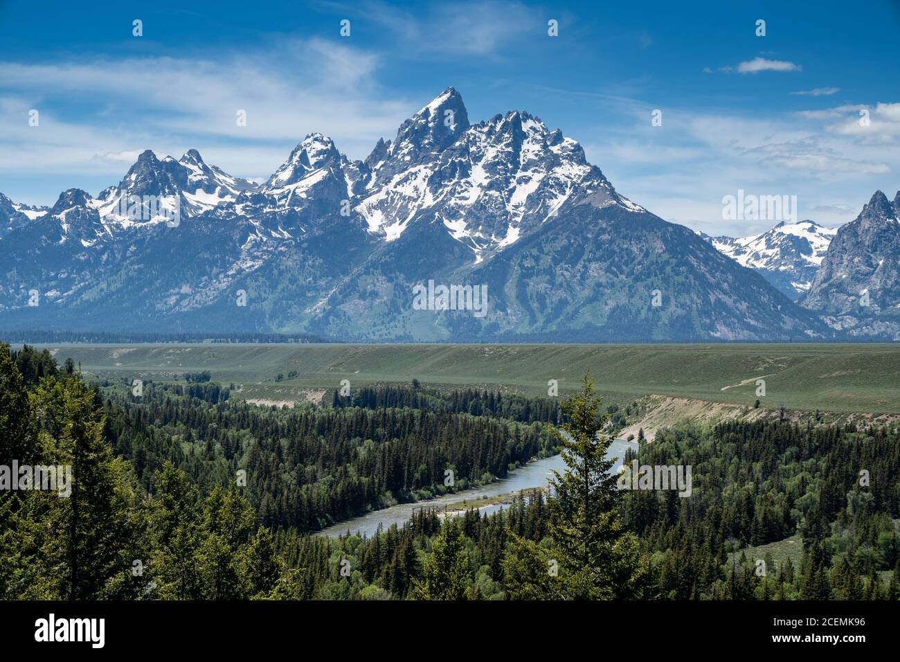 Grand Teton National Park as seen from the Snake River Overlook Stock ...