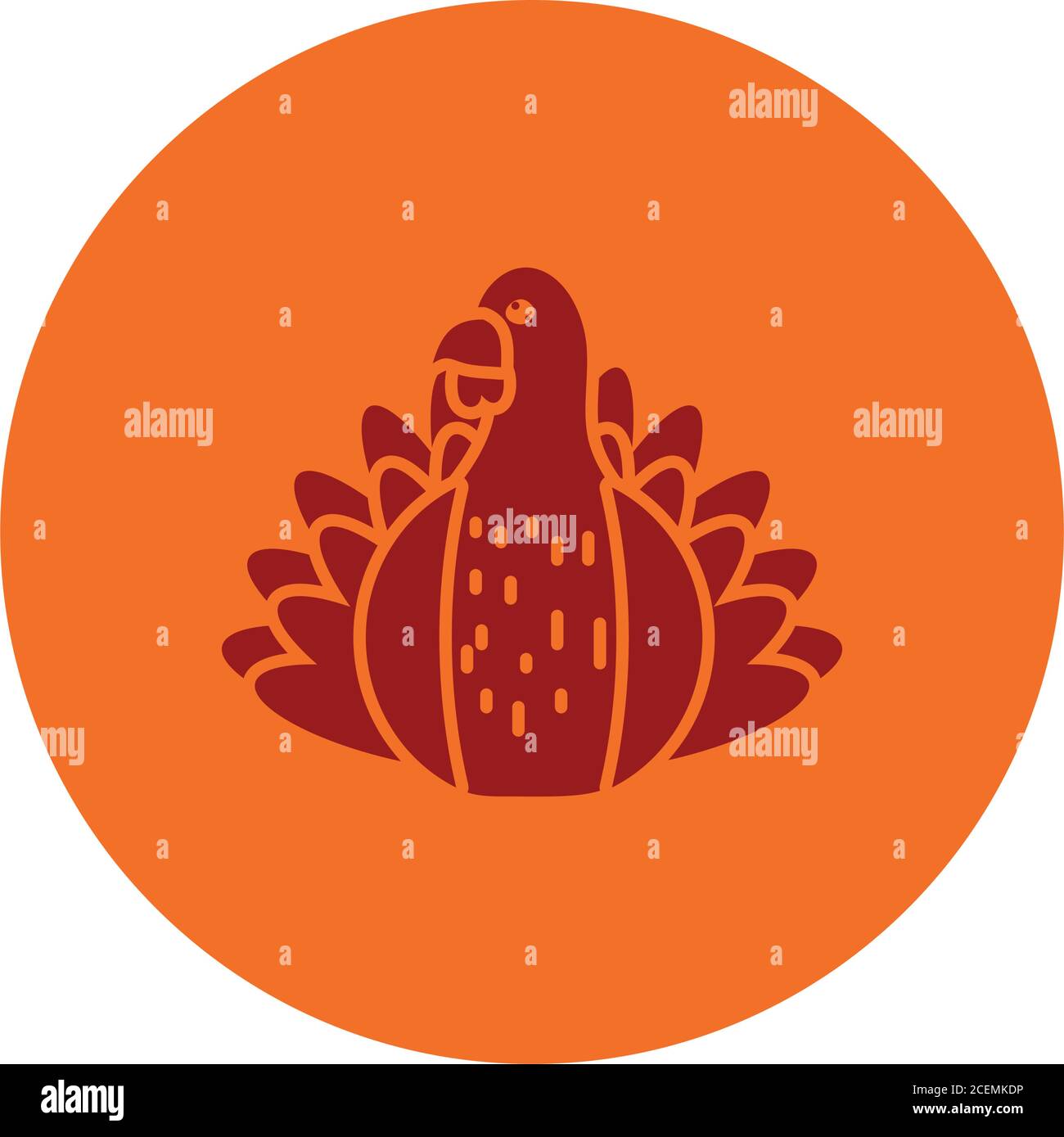 autumn turkey icon over white background, block style, vector ...