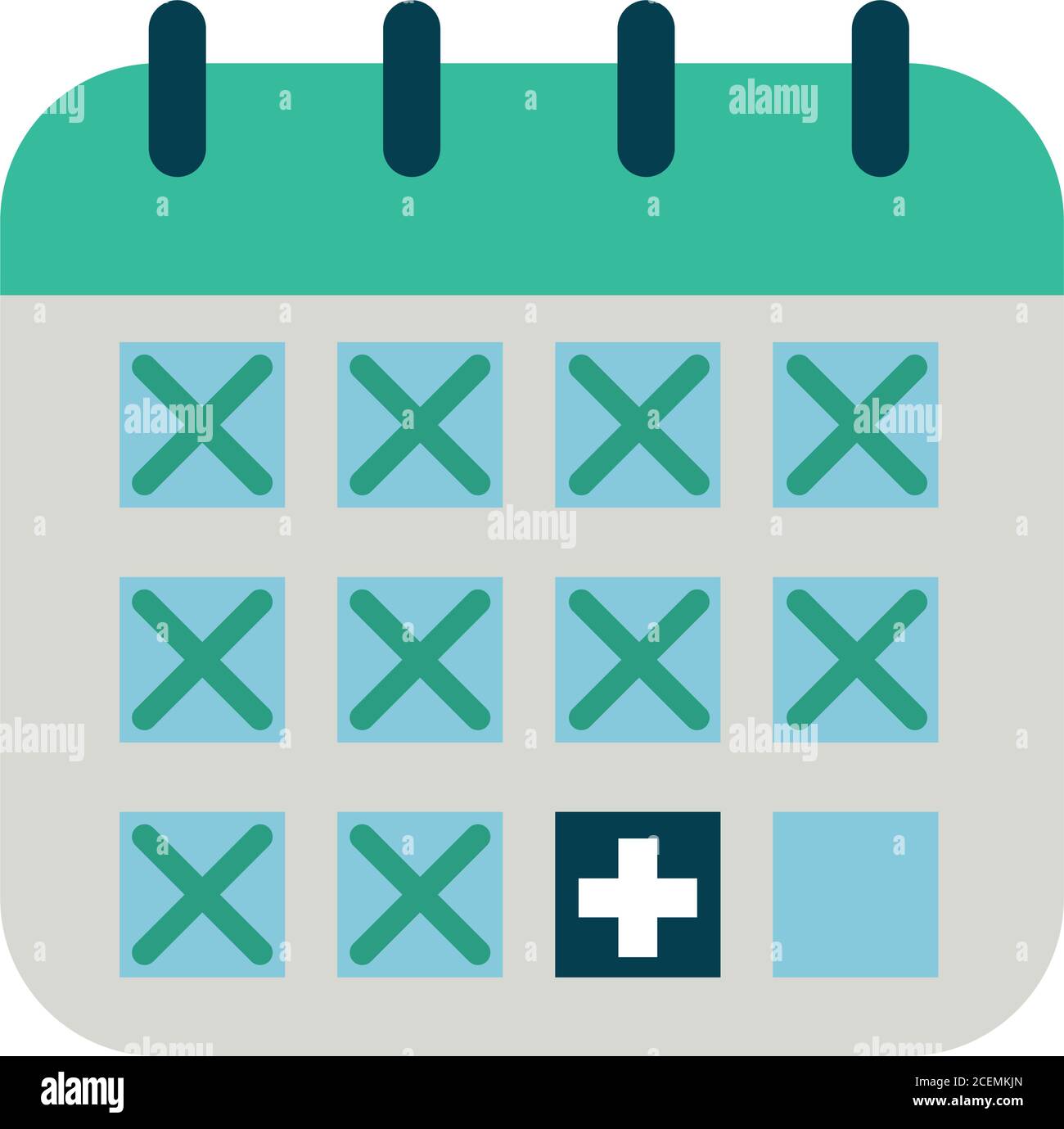 calendar with medical cross icon over white background, flat style ...