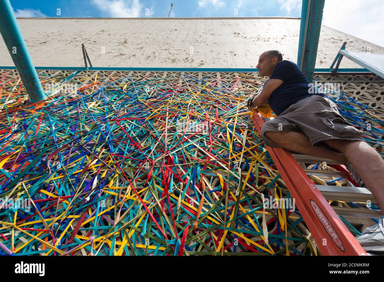 Minneapolis, Minnesota, USA (2016) - Artist Randy Walker at work on a ...