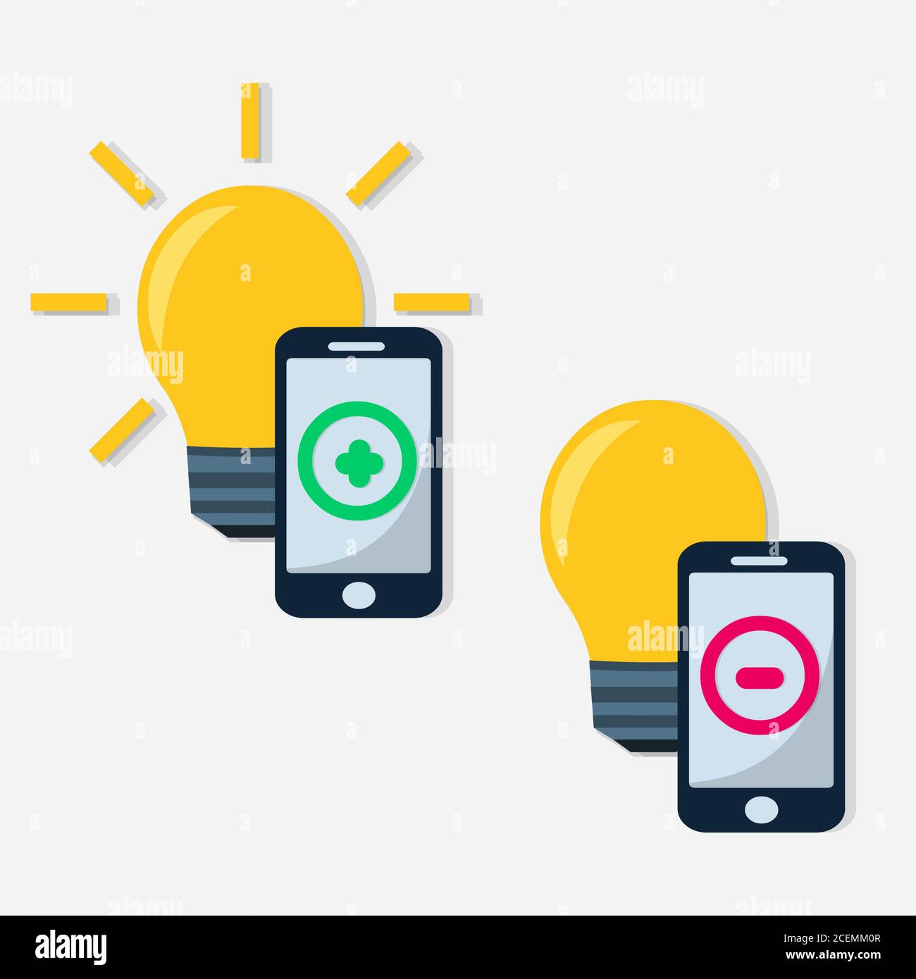 smart lamp using smartphone concept symbol vector illustration Stock ...
