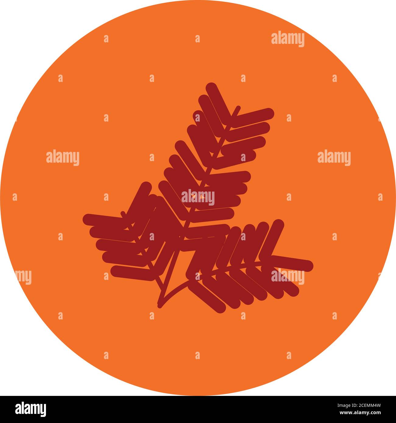 autumn rowan leaves icon over white background, block style, vector ...