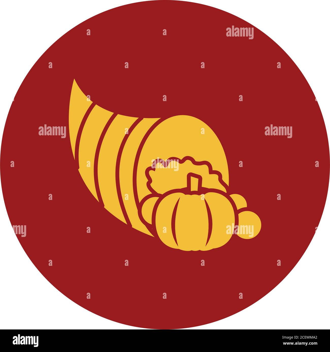 autumn cornucopia icon over white background, block style, vector ...