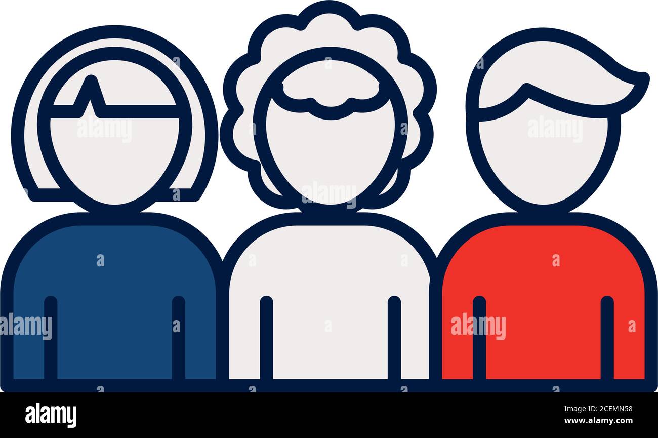 pictogram people icon over white background, line and fill style ...