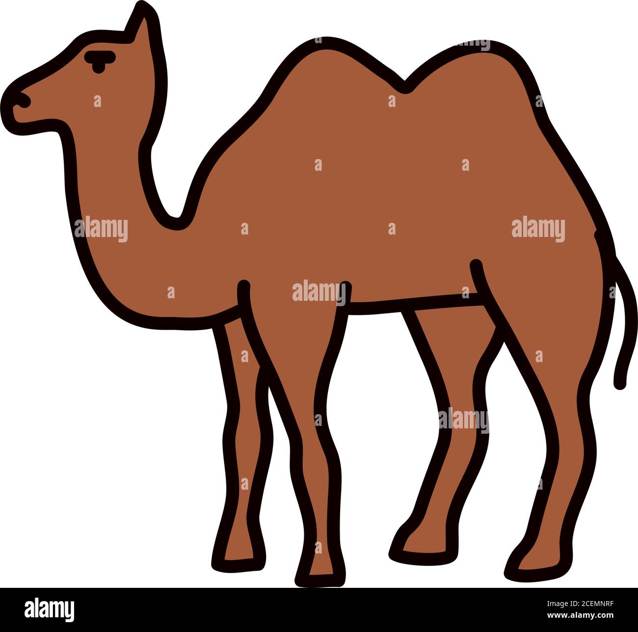 arabian camel icon over white background, line and fill style, vector ...