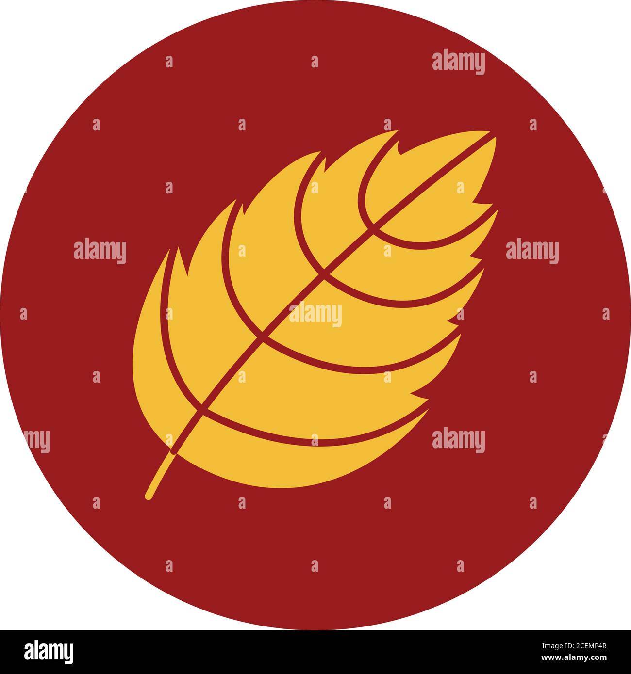 autumn leaf icon over white background, block style, vector ...