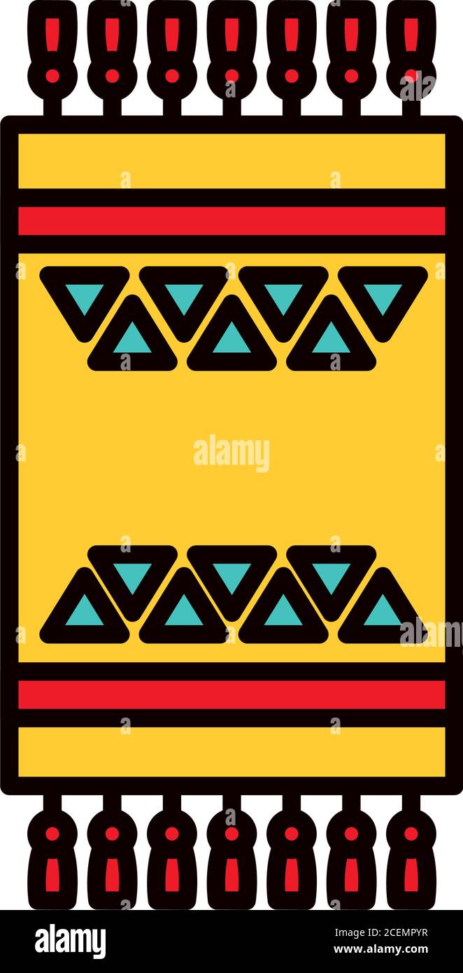 turkish carpet icon over white background, line and fill style, vector ...