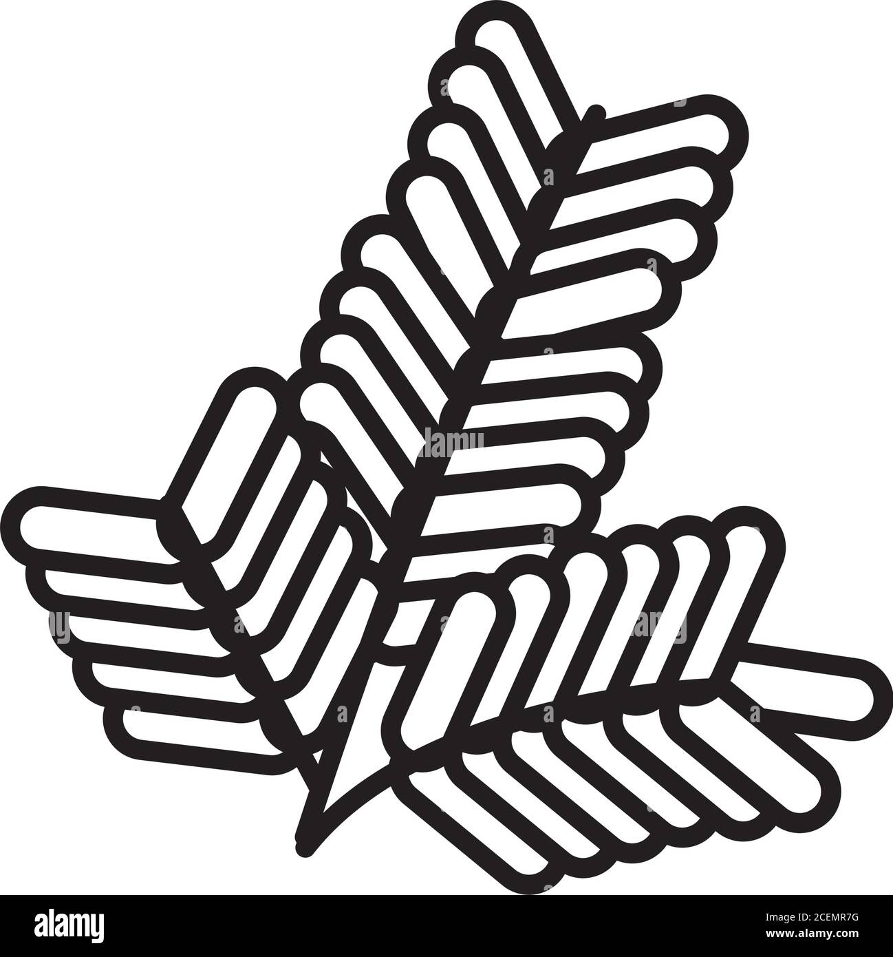 autumn rowan leaves icon over white background, line style, vector ...