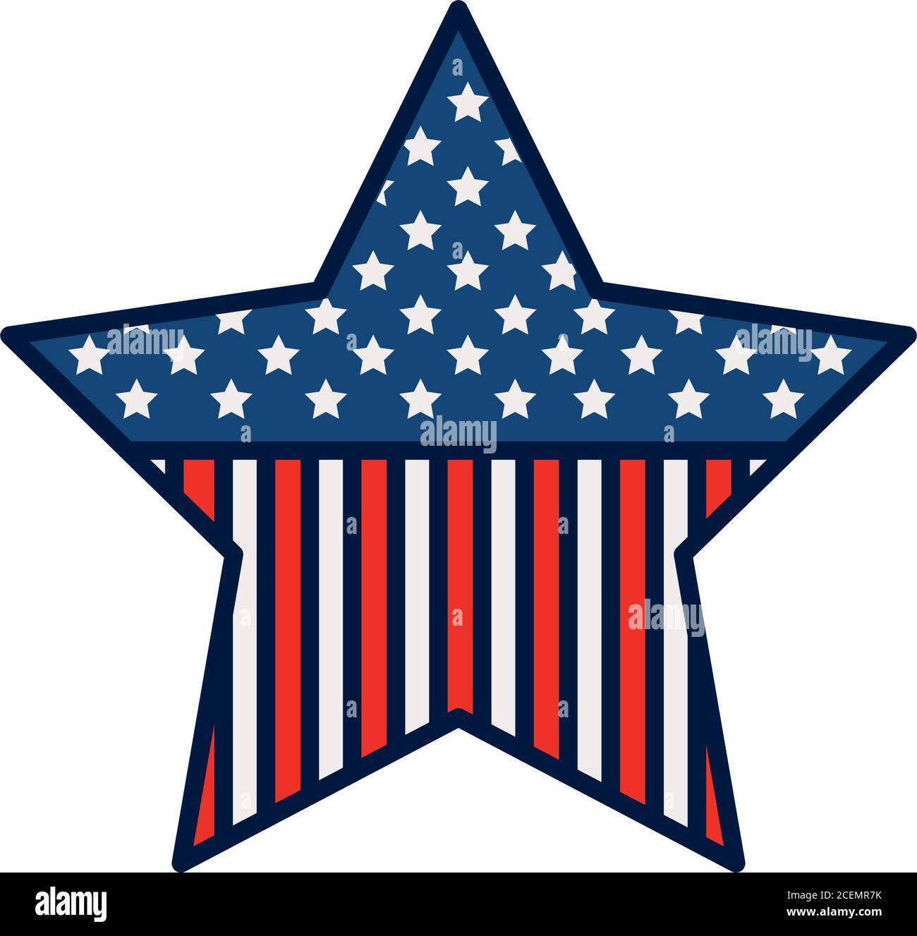 flag with usa flag design over white background, line and fill style ...