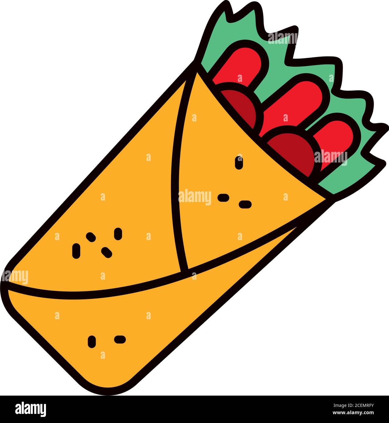 turkish shawarma icon over white background, line and fill style ...