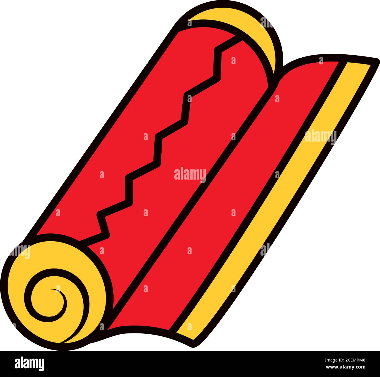 turkish carpet roll icon over white background, line and fill style ...