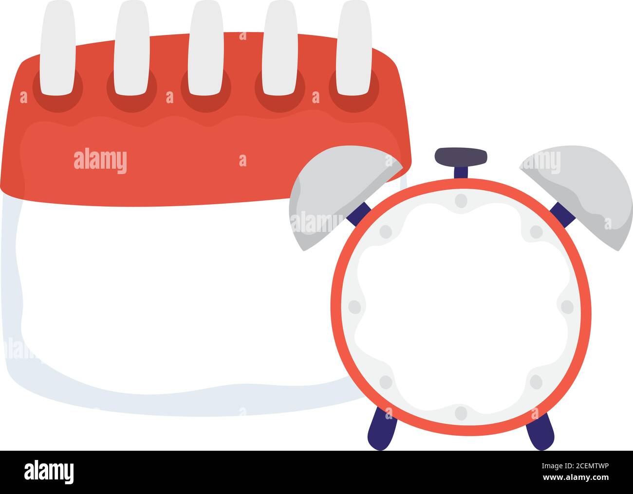 Isolated calendar with clock alarm vector design illustration Stock ...