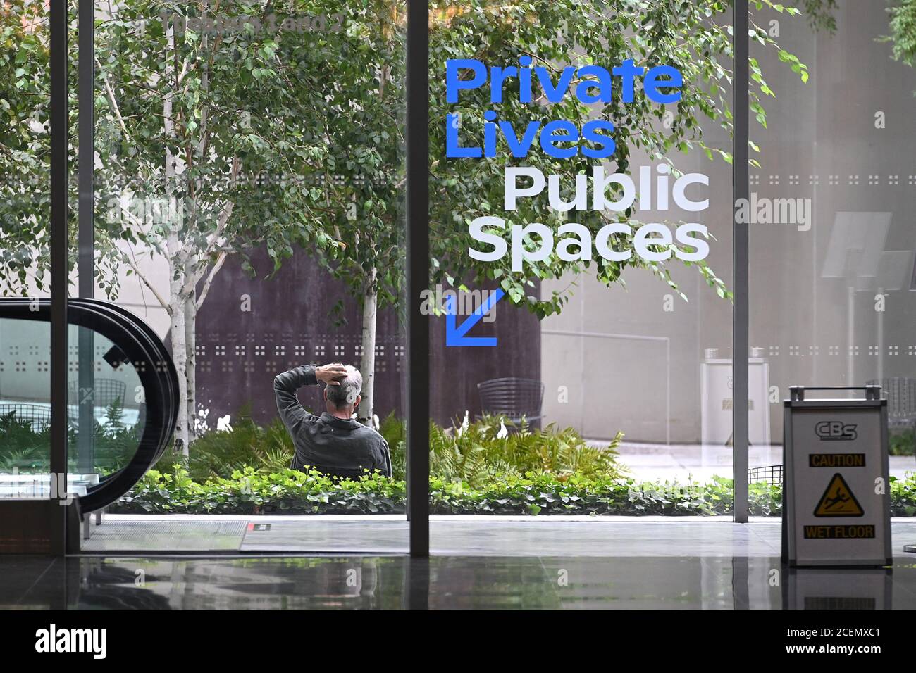 New York City, USA. 01st Sep, 2020. A visitor wears a mask during a ...