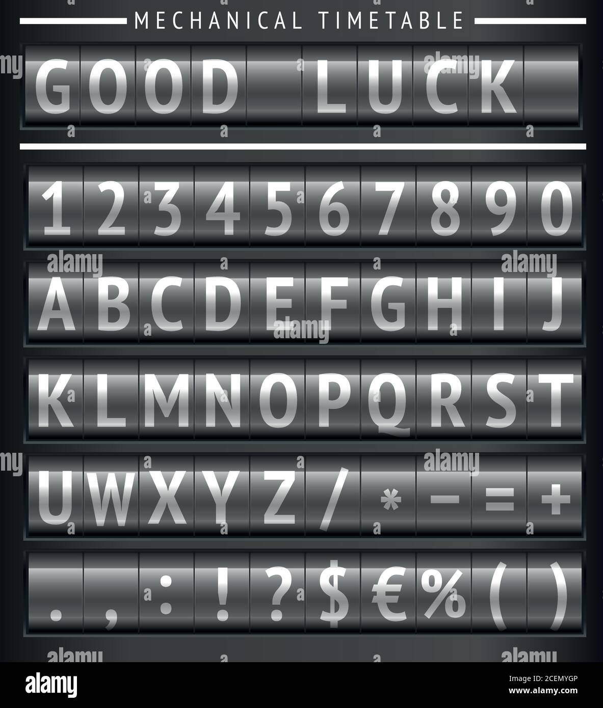Set of letters on a mechanical timetable Stock Vector Image & Art - Alamy