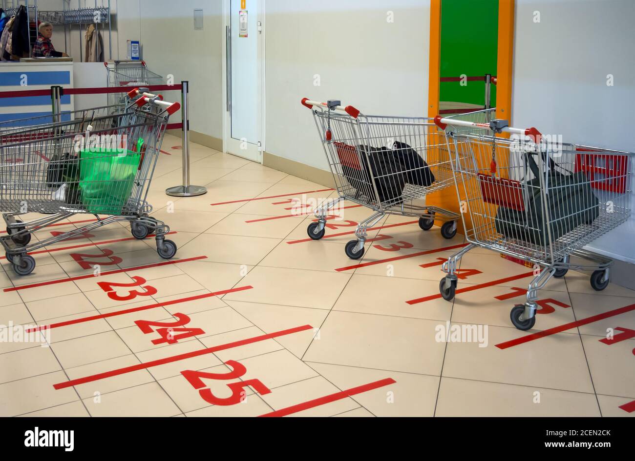 Shopping trolley in trolley parking area hi-res stock photography and ...