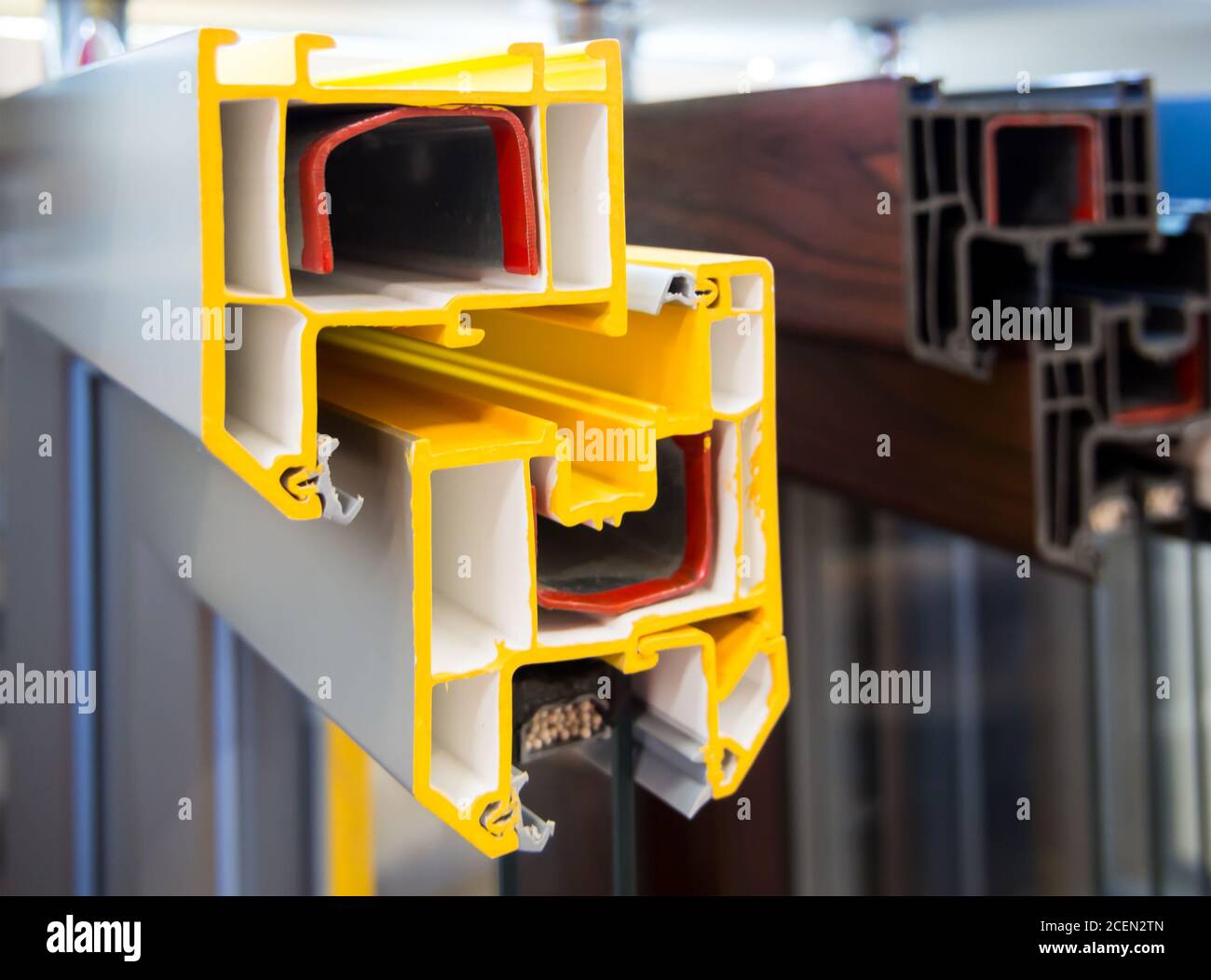 Samples of modern plastic window profile Stock Photo - Alamy