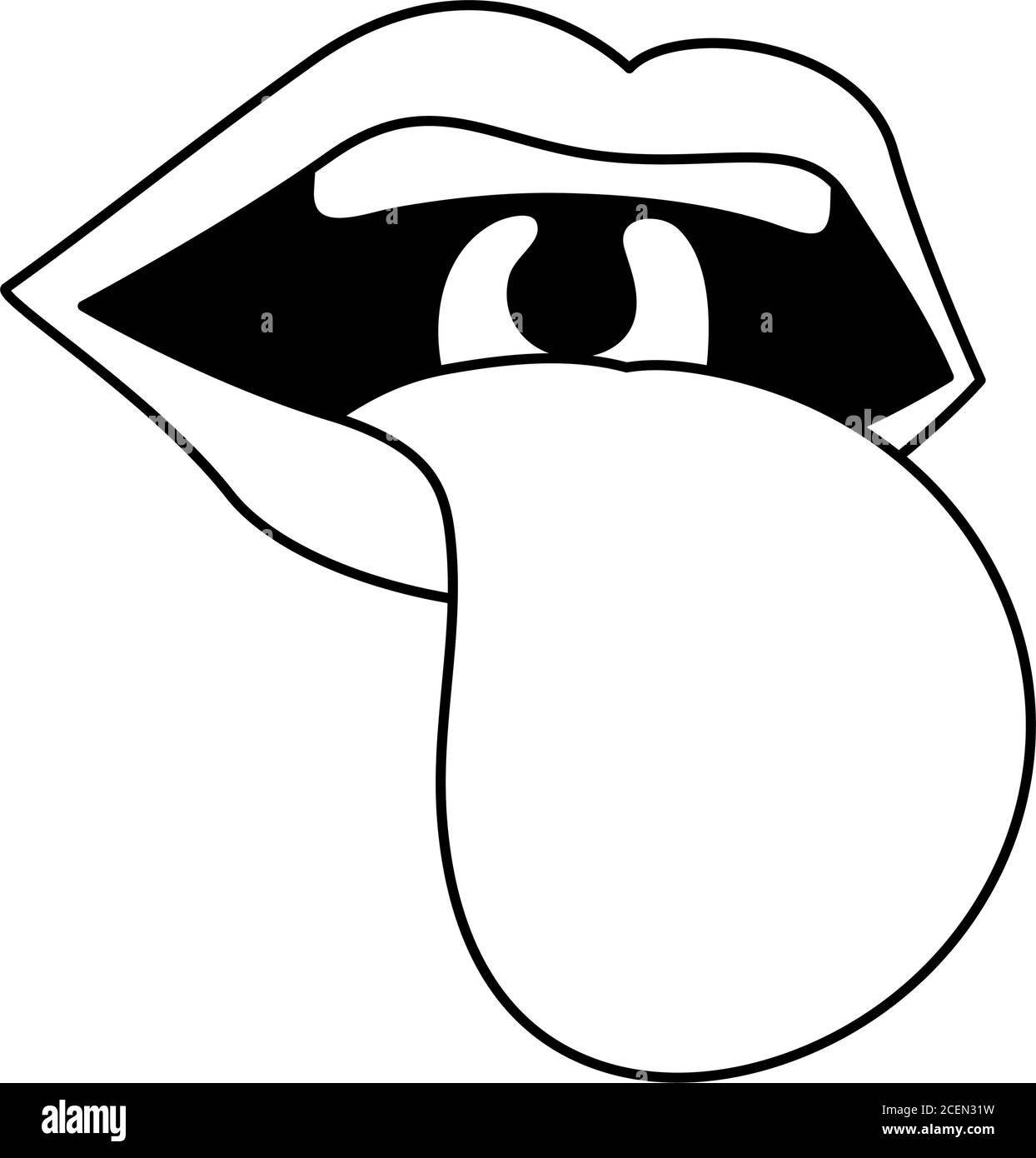 funny mouth with tongue out comic line style vector illustration design ...