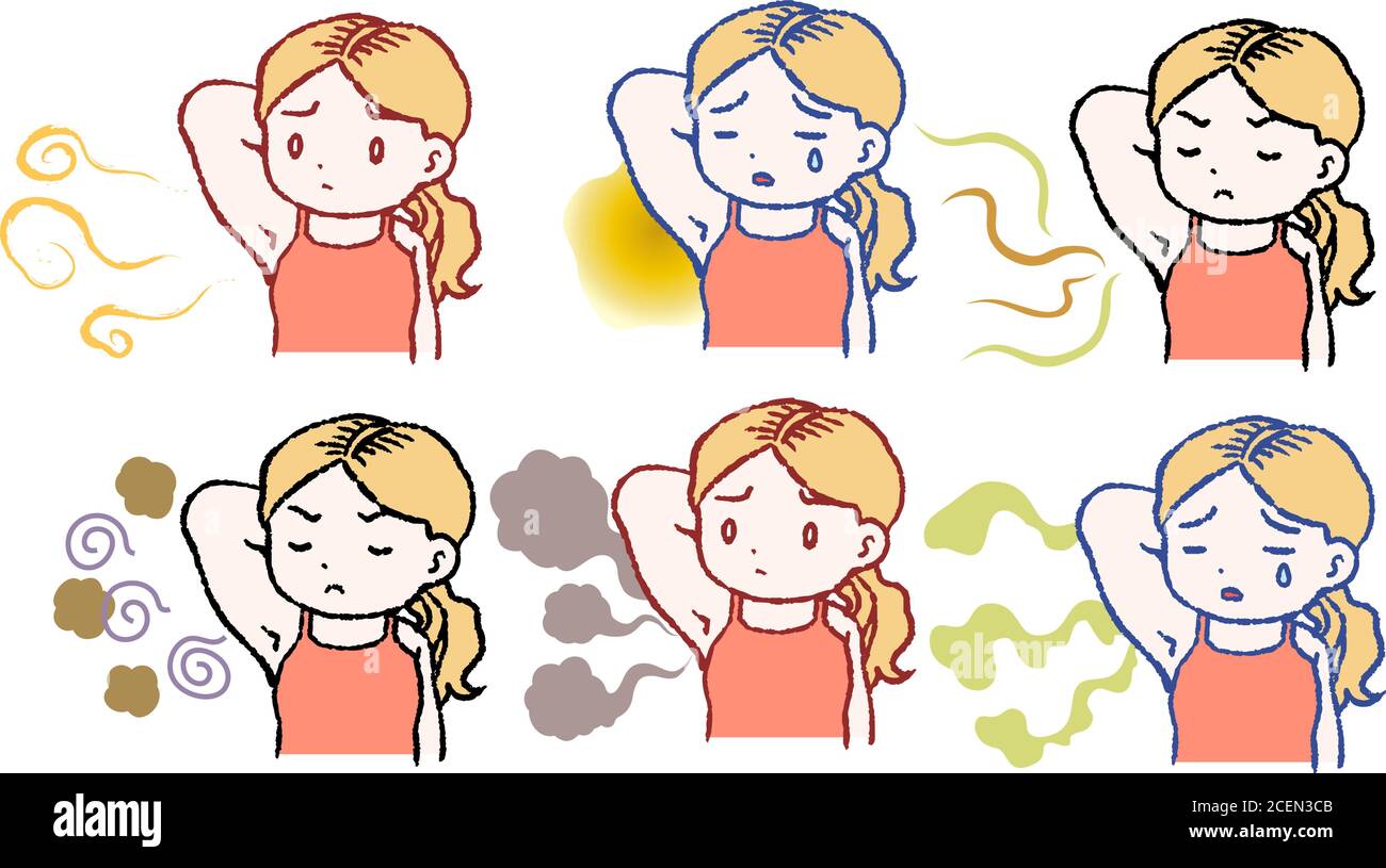This is a illustration of Woman suffering from armpit odor Stock Vector ...