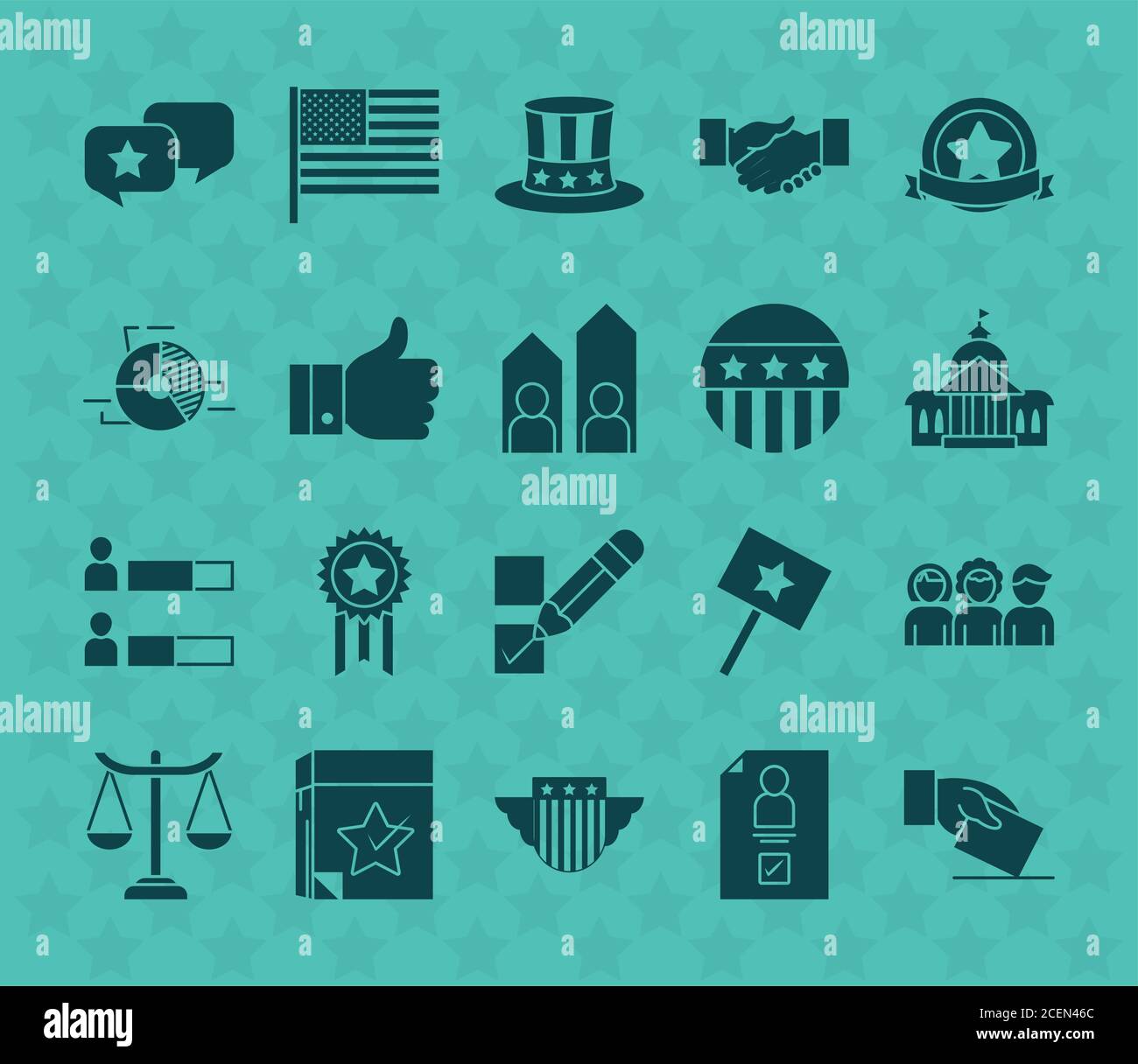 icon set of speech bubbles and elections over turquoise background ...