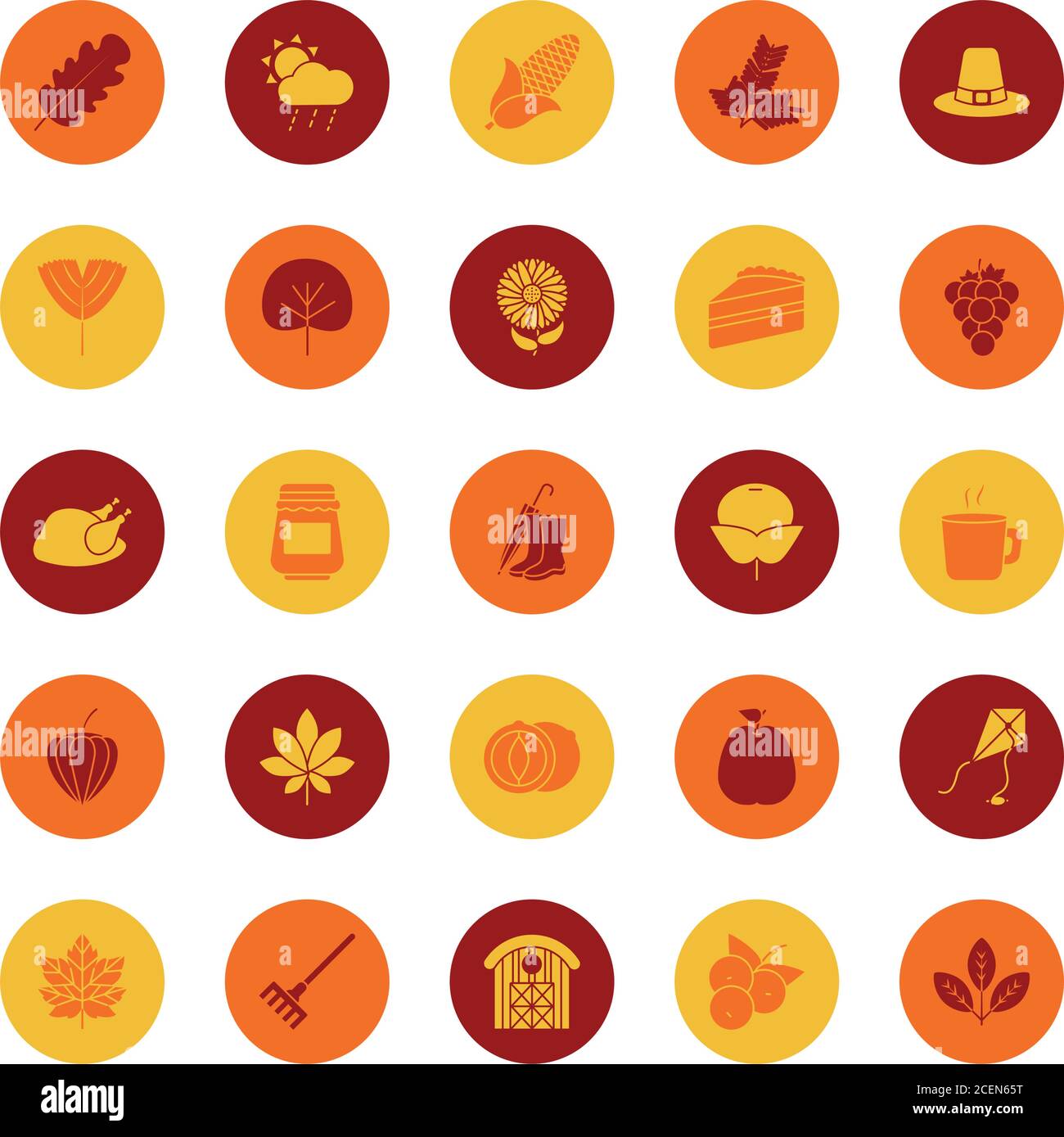 icon set of autumn and fall over white background, block style, vector ...