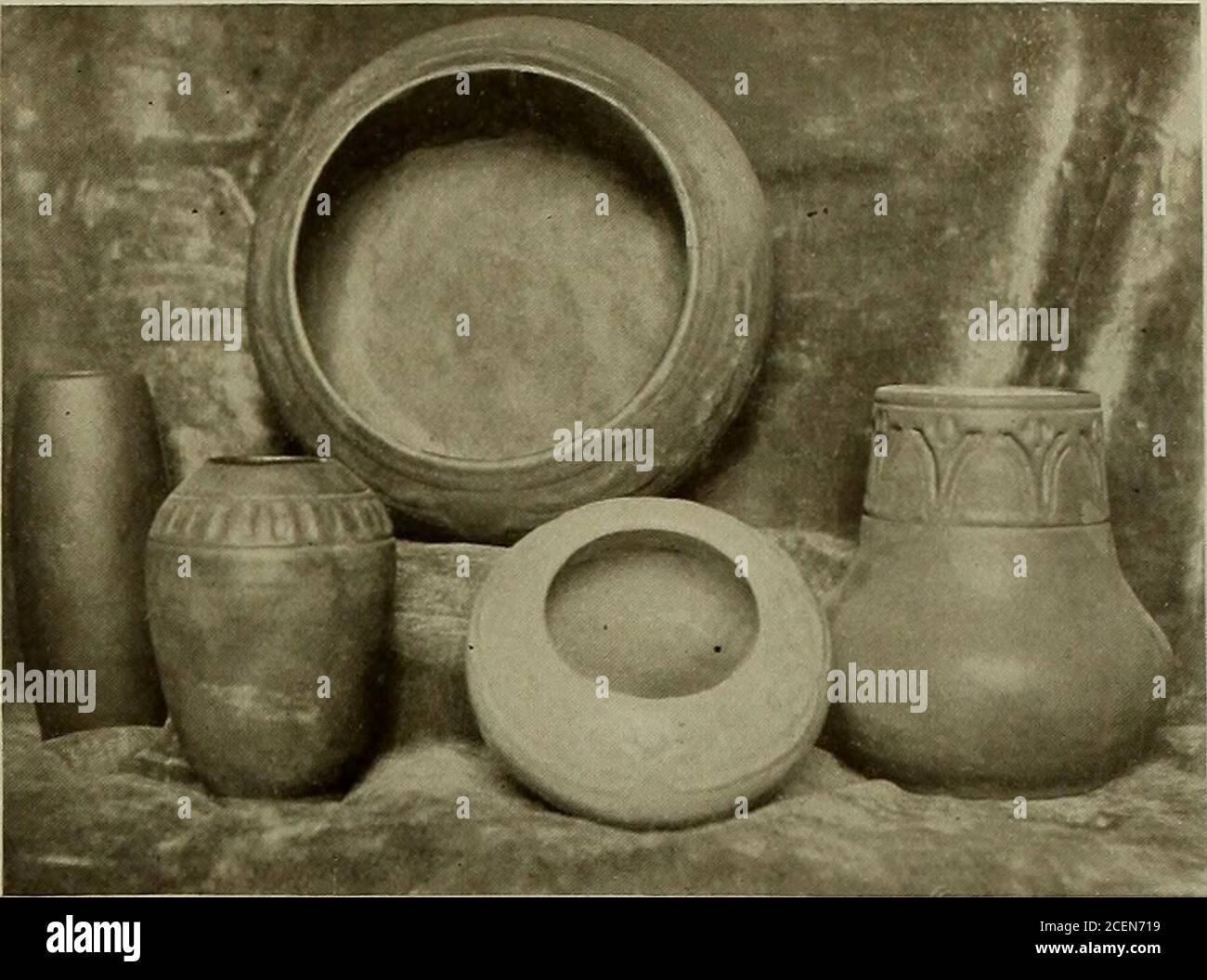 . Keramic studio. Vases at left, Mrs. Durr. Small and large Bowls ...