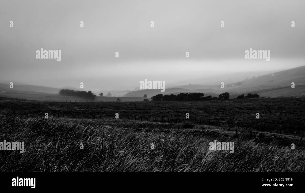 Spring scenic countryside landscape Black and White Stock Photos ...