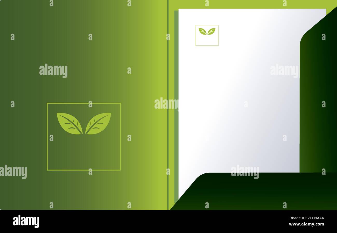 green folder and sheets with corporate designs vector illustration ...