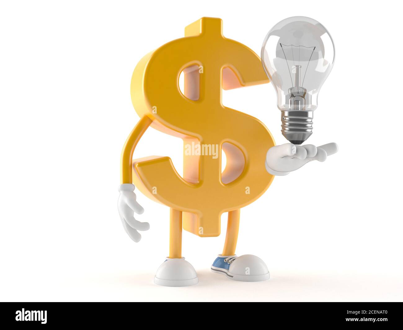 Dollar character with light bulb isolated on white background Stock ...