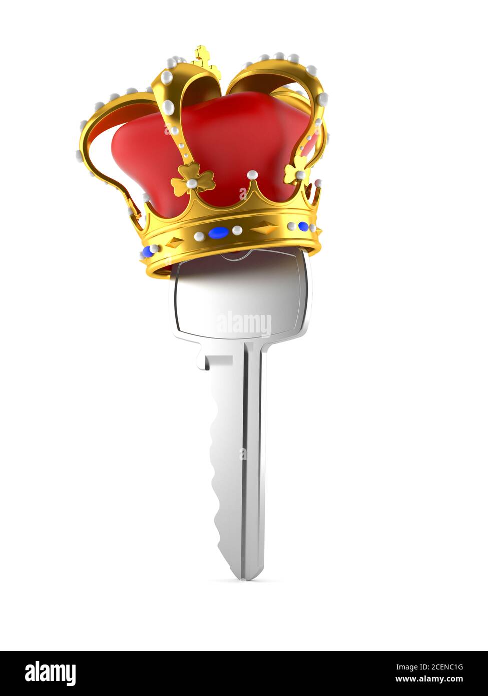 Door key with crown isolated on white background Stock Photo - Alamy