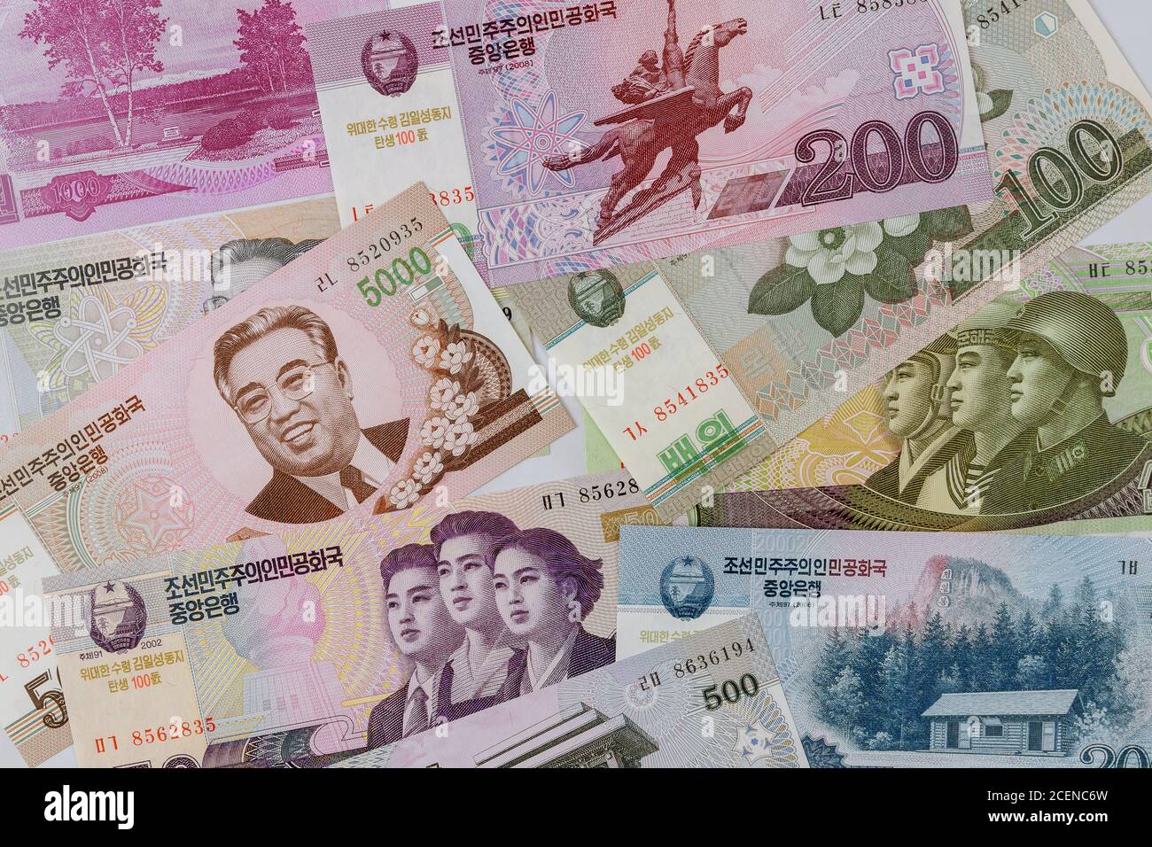 The composition of the various banknotes money won currency North ...