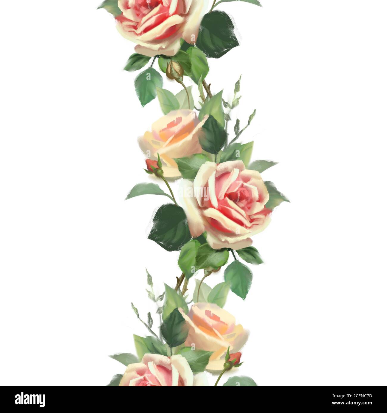 Seamless border of flowers. Pink roses. Element for decor Stock Photo ...