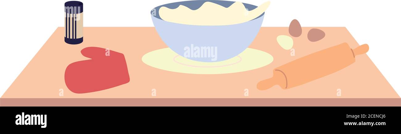 light wood colored kitchen countertops with cookware vector ...