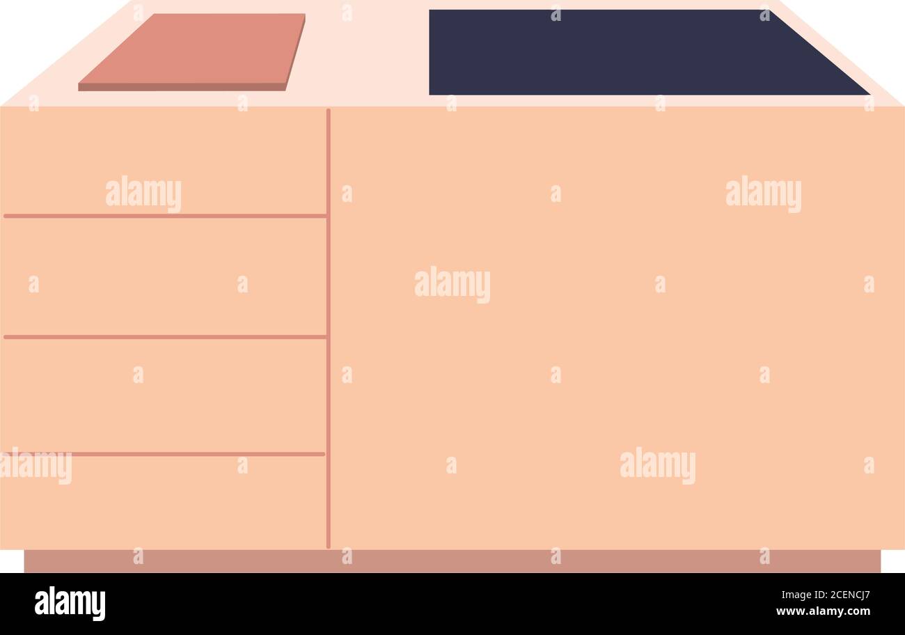 wooden kitchen countertops with drawers vector illustration design ...