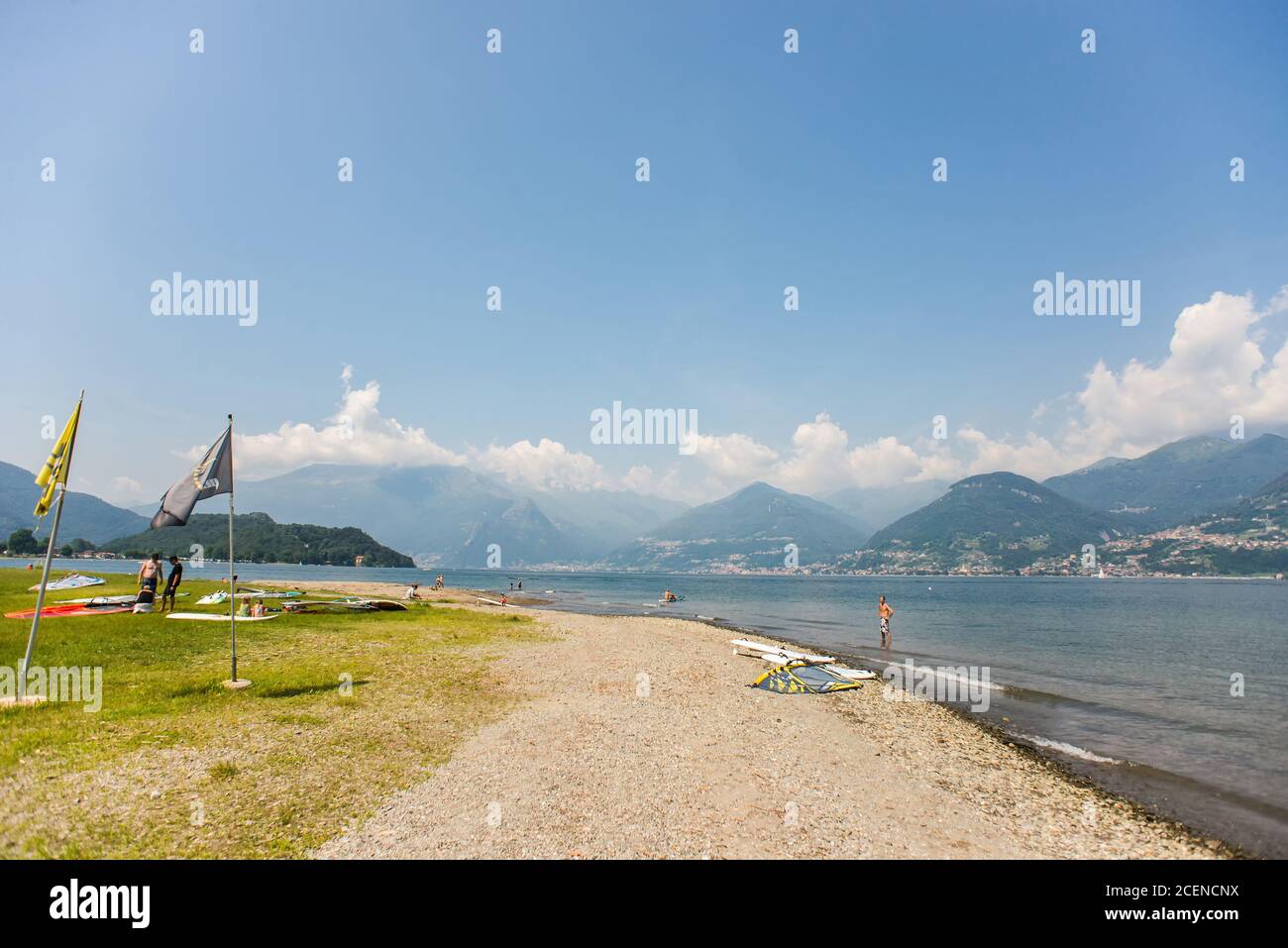 Lake Como. Italy - July 21, 2019: Recreation Area of Colico City. Beach ...