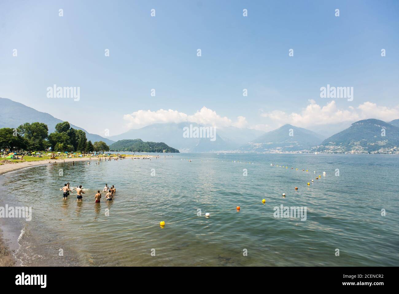 Lake Como. Italy - July 21, 2019: Recreation Area of Colico City. Beach ...