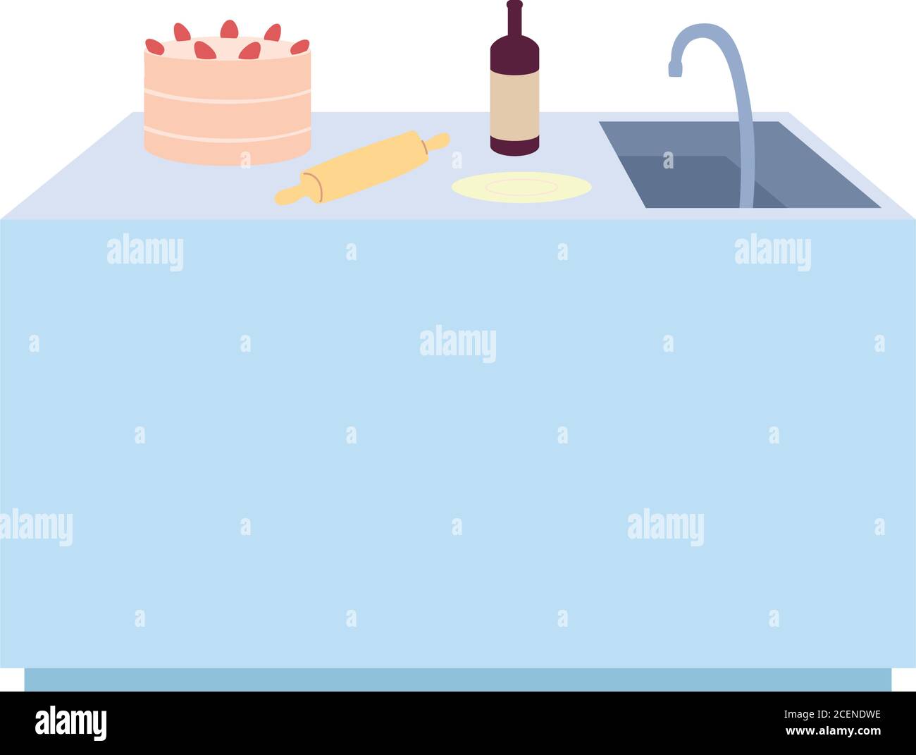 aluminum kitchen countertops with cake and bottle of wine vector ...