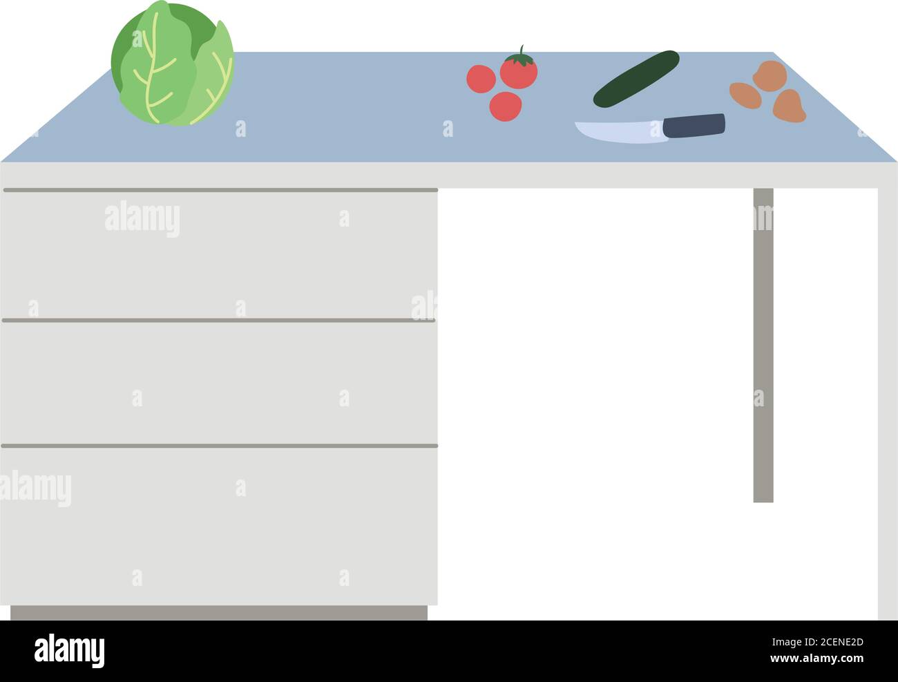 aluminum kitchen countertops with vegatables vector illustration design ...