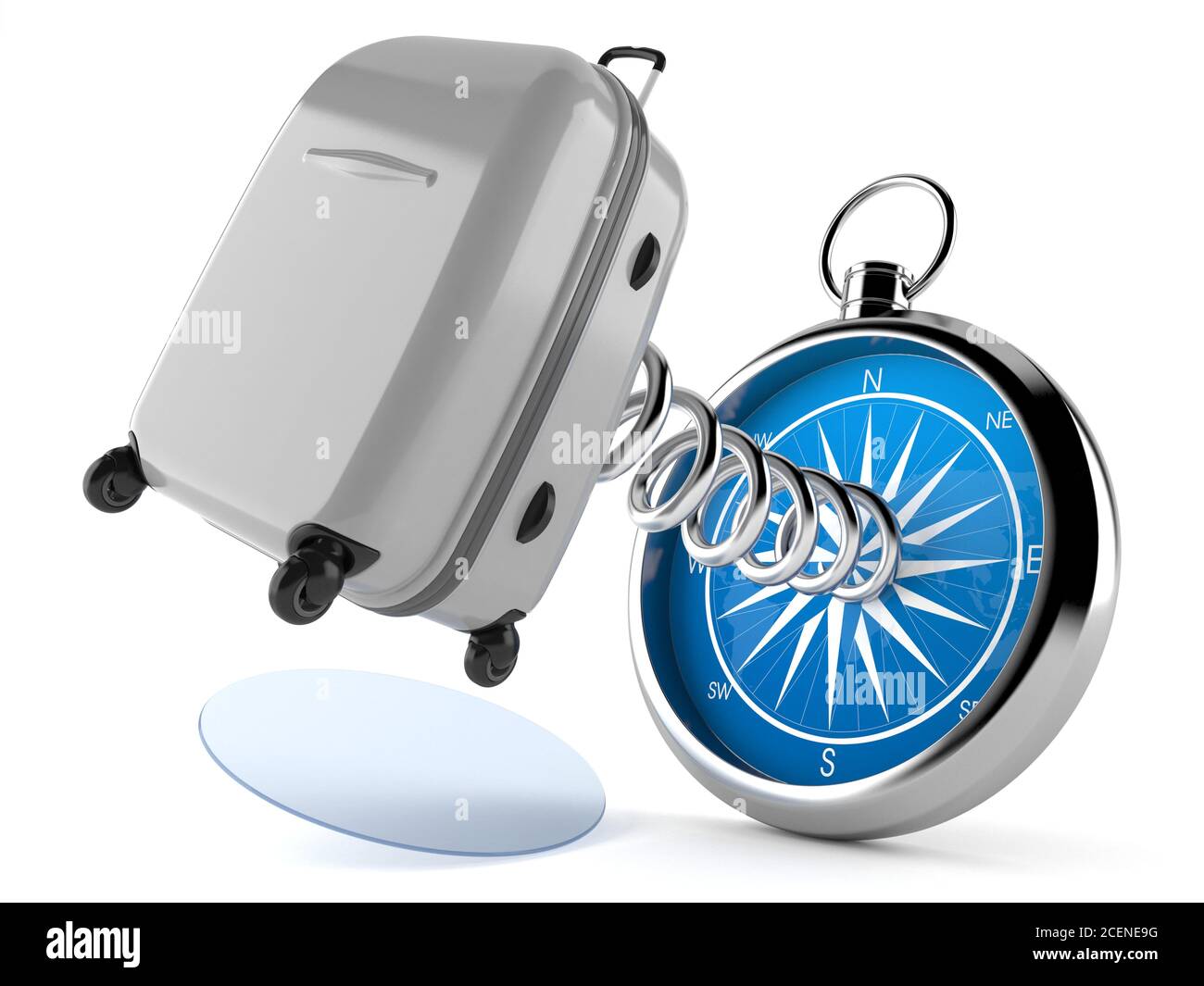 Suitcase with compass isolated on white background Stock Photo - Alamy