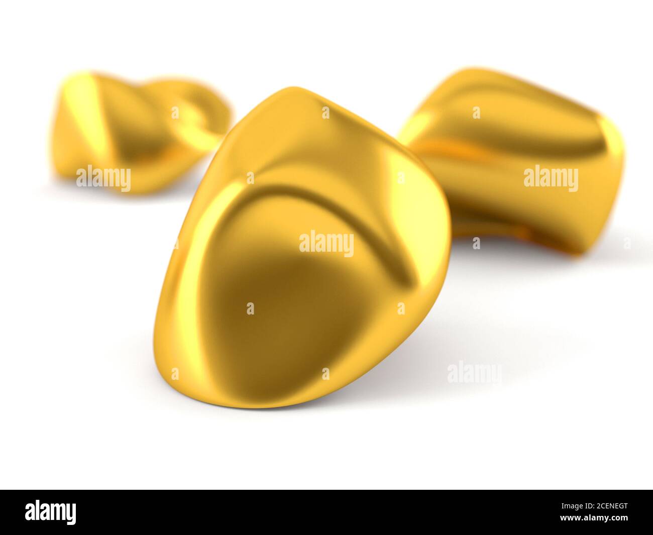 Three golden nuggets on white hi-res stock photography and images - Alamy