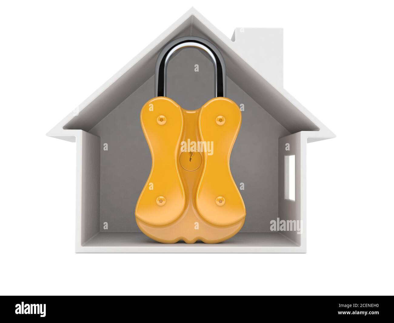 House cross section with padlock isolated on white background Stock ...