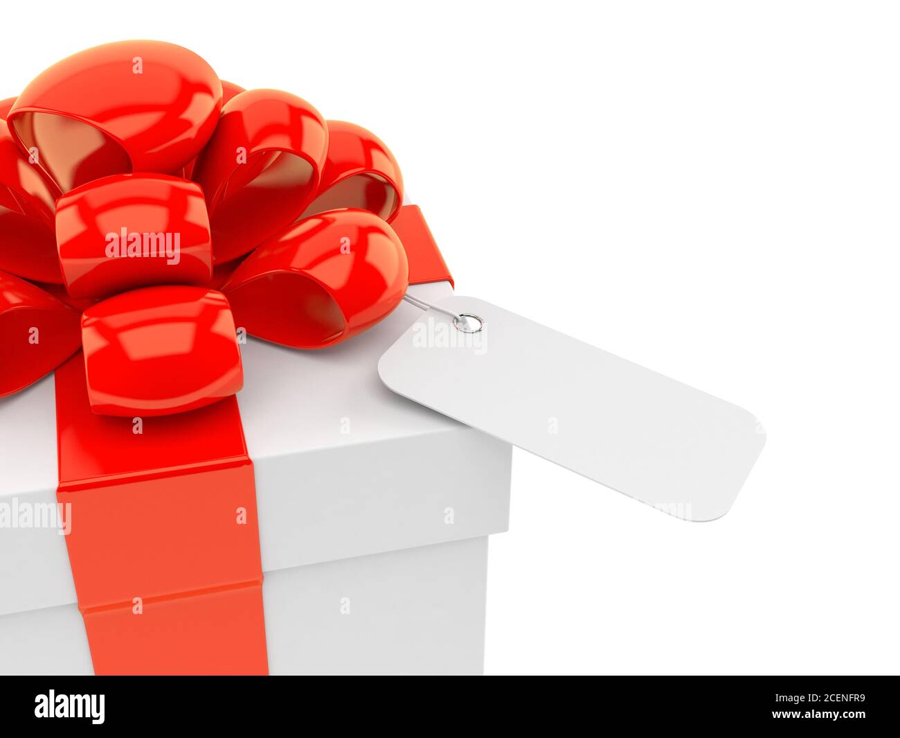 Gift with blank label isolated on white background Stock Photo - Alamy