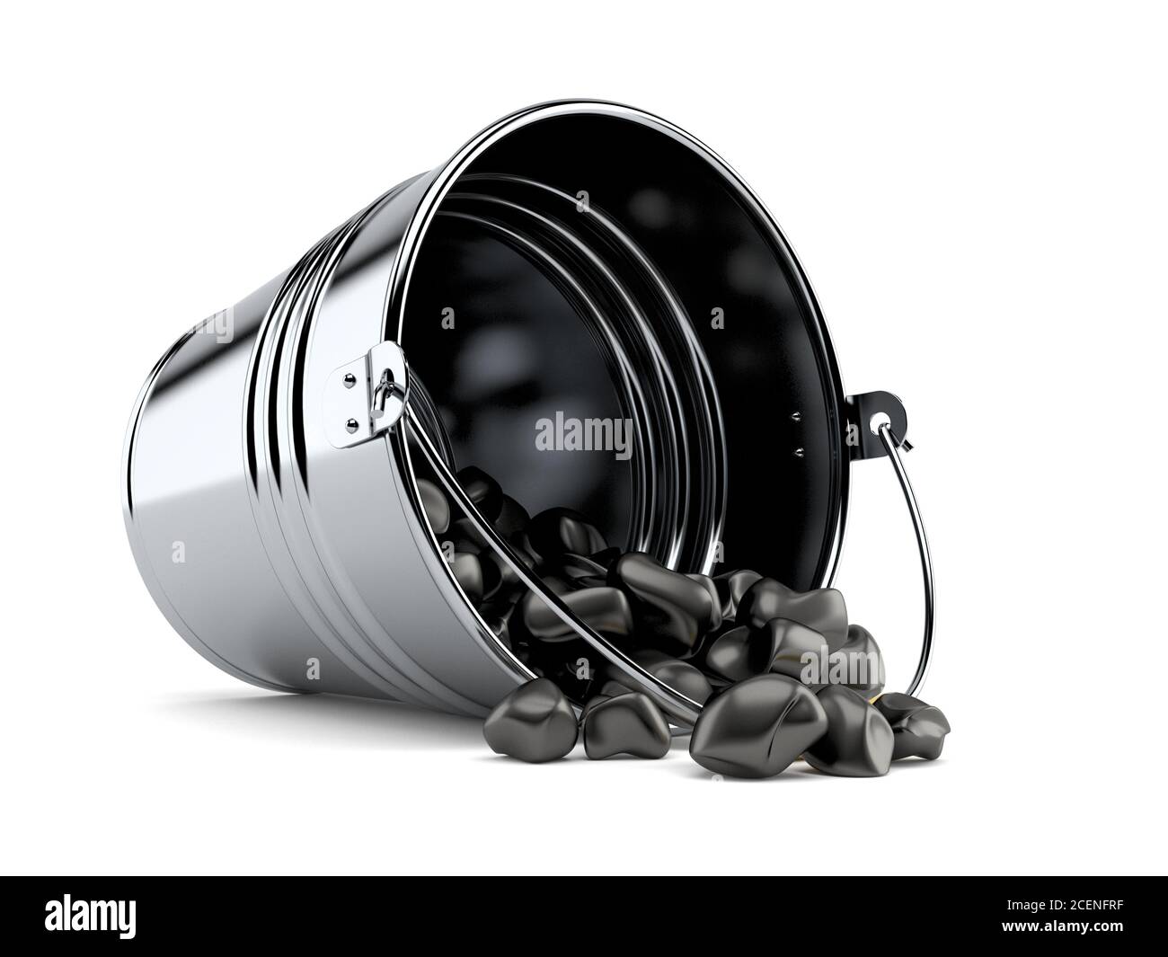 Bucket of coal isolated on white background Stock Photo - Alamy