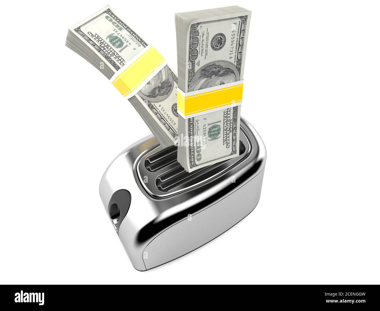 Toaster with money isolated on white background Stock Photo - Alamy